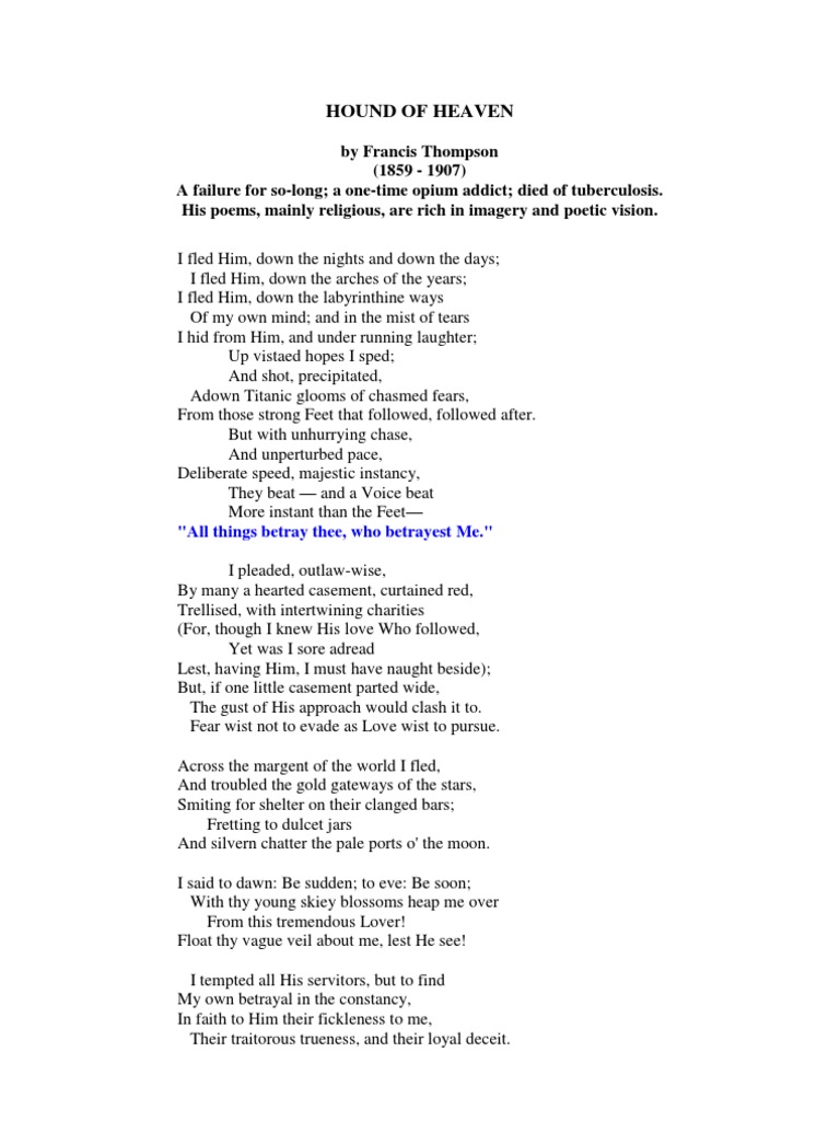 The Hound of Heaven: A Poetic Pursuit | PDF | Nature