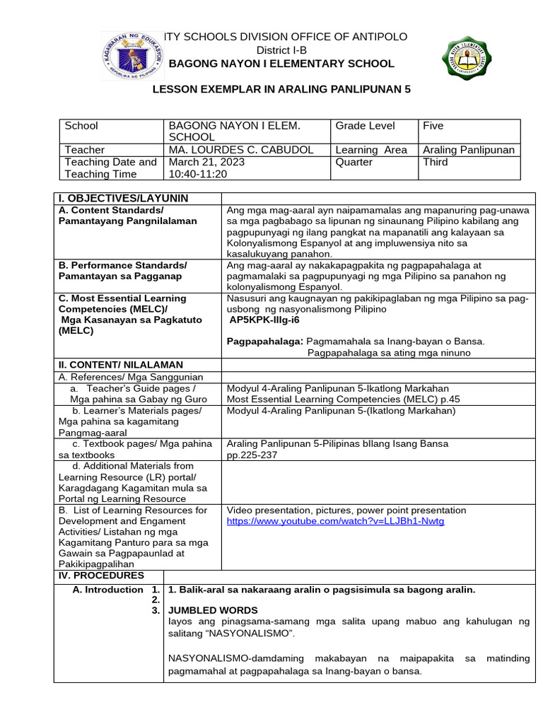 Le Ap5 Q3 W6 Demo Mlcabudol | PDF