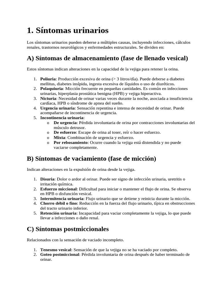 Síntomas y Causas de Problemas Urinarios | PDF | Infección del tracto ...