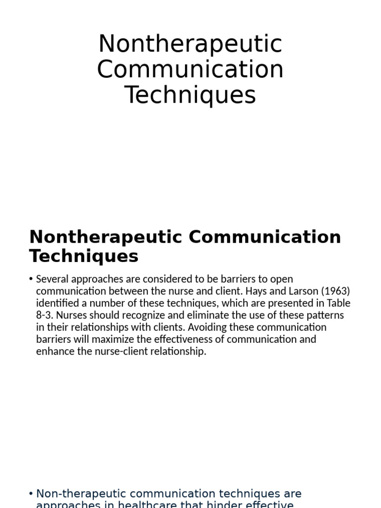 Nontherapeutic Communication | PDF | Nonverbal Communication ...