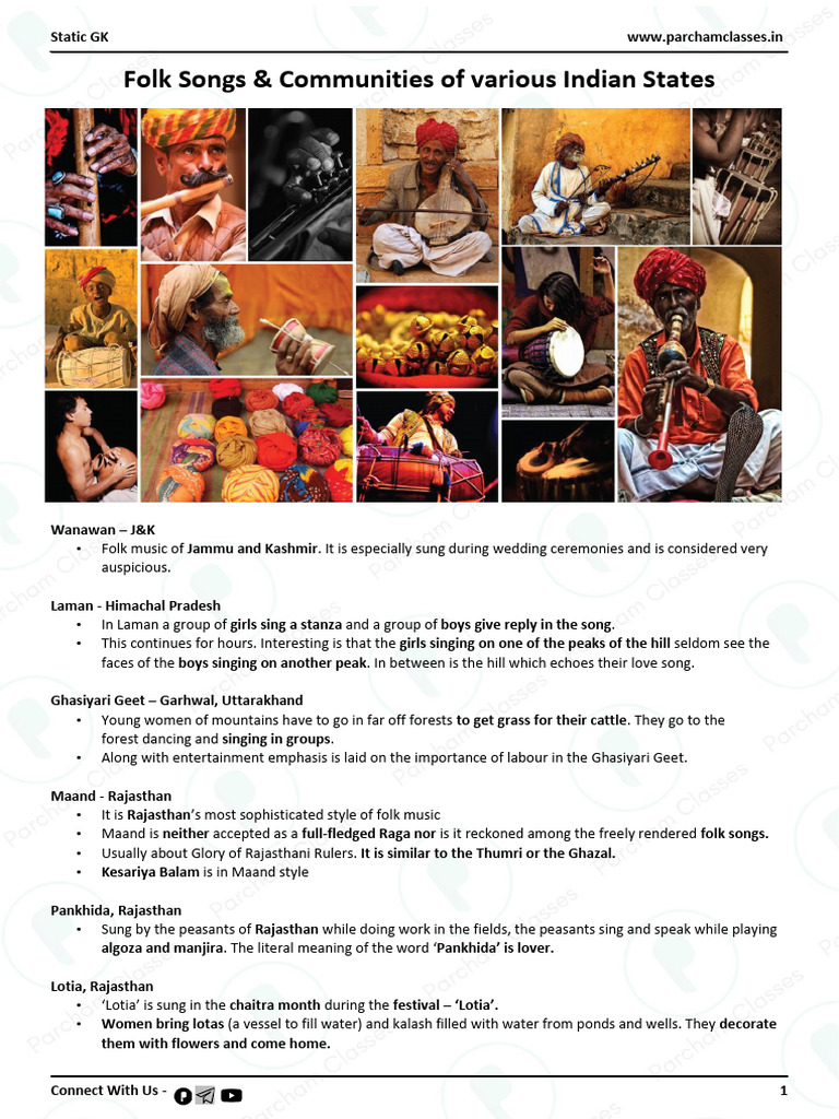 Lecture 72 Folk Songs Communities | PDF