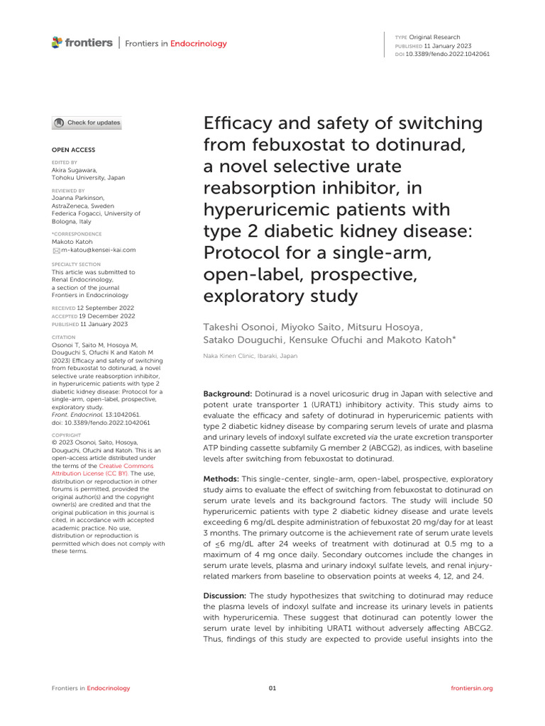 Efficacy and Safety of Switching From Febuxostat T | PDF | Chronic ...