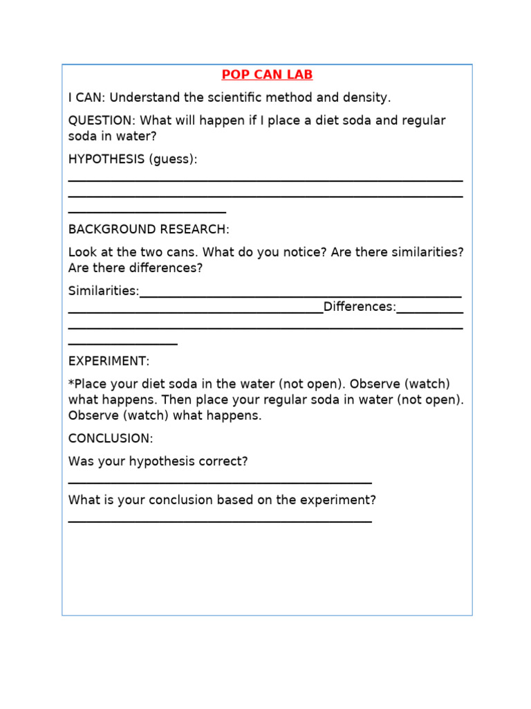 Soda Density Experiment Guide | PDF