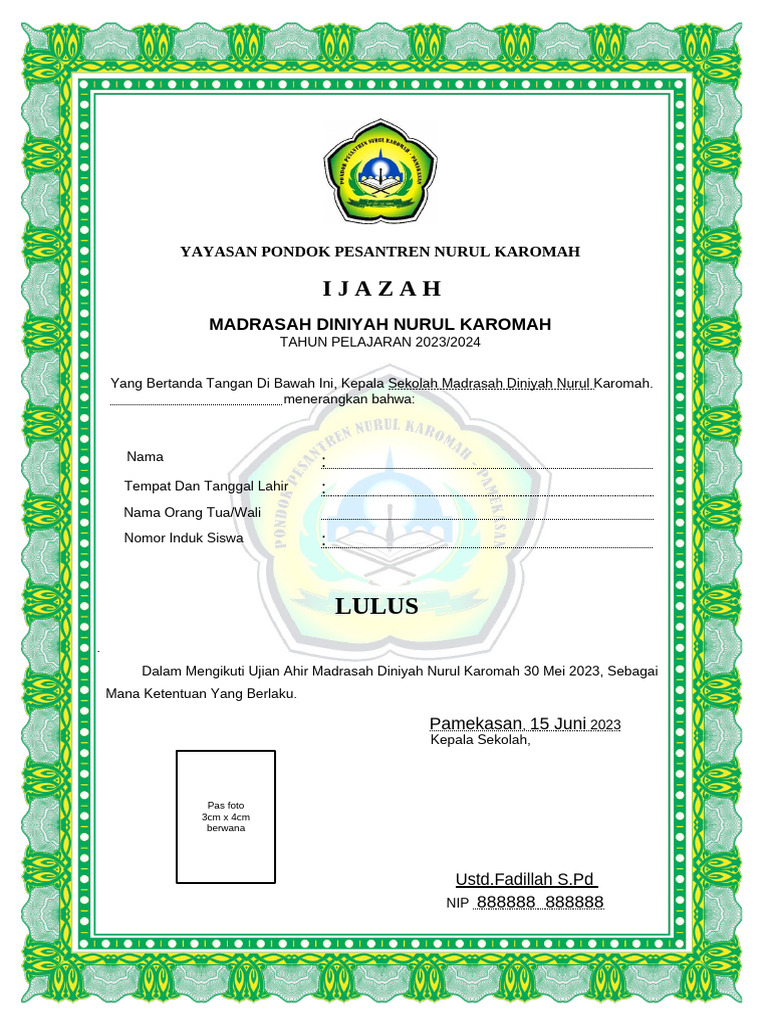 Ijazah Diniyah | PDF