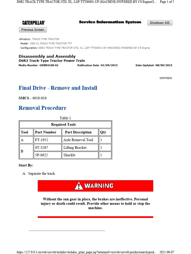 Final Drive Installation Guide for D6R2 | PDF | Tractor | Land Vehicles