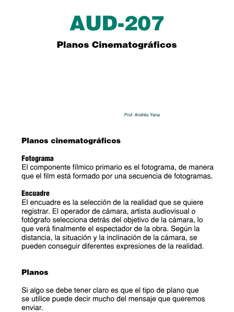 Tipos de Planos en Cine | PDF | Fotograma de la película