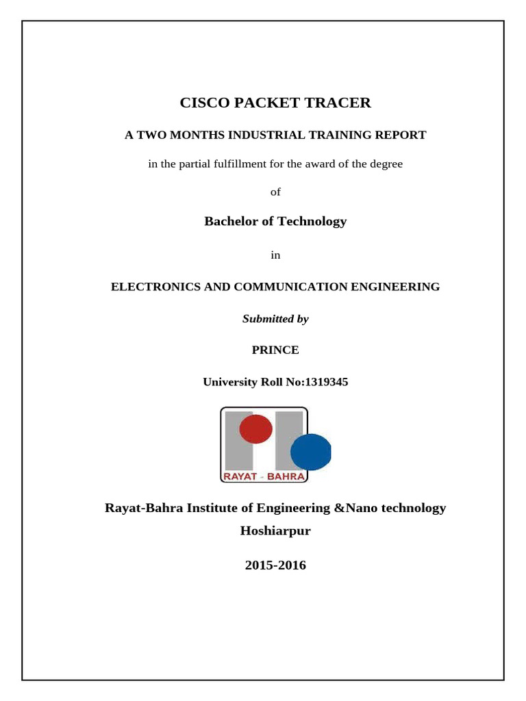 Cisco Packet Tracer Training Report | PDF | Ip Address | Computer Network