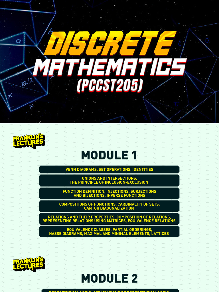 ? Important Topics - Discrete Mathematics - Franklin's Lectures | PDF