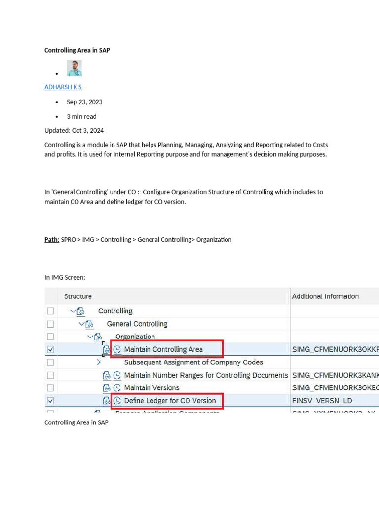 Understanding Controlling Area in SAP | PDF | Currency | Business