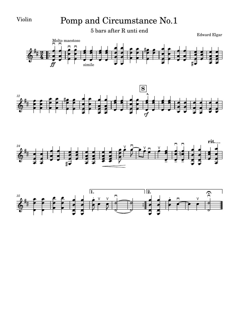 Elgar Pomp and the Circumstance No.1-Violin | PDF