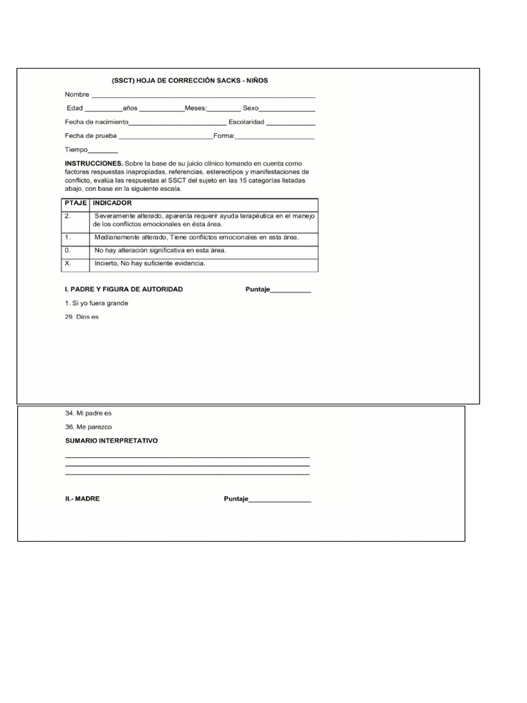 Test de Sacks | PDF