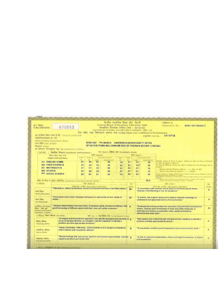 CBSE SSC Marks to Percentage Guide | PDF | Educational Assessment And ...