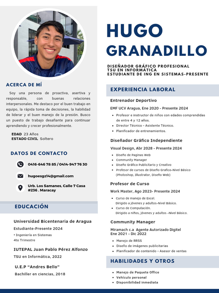 Currículum Vitae - Hugo Granadilo | PDF | Diseño gráfico | Informática