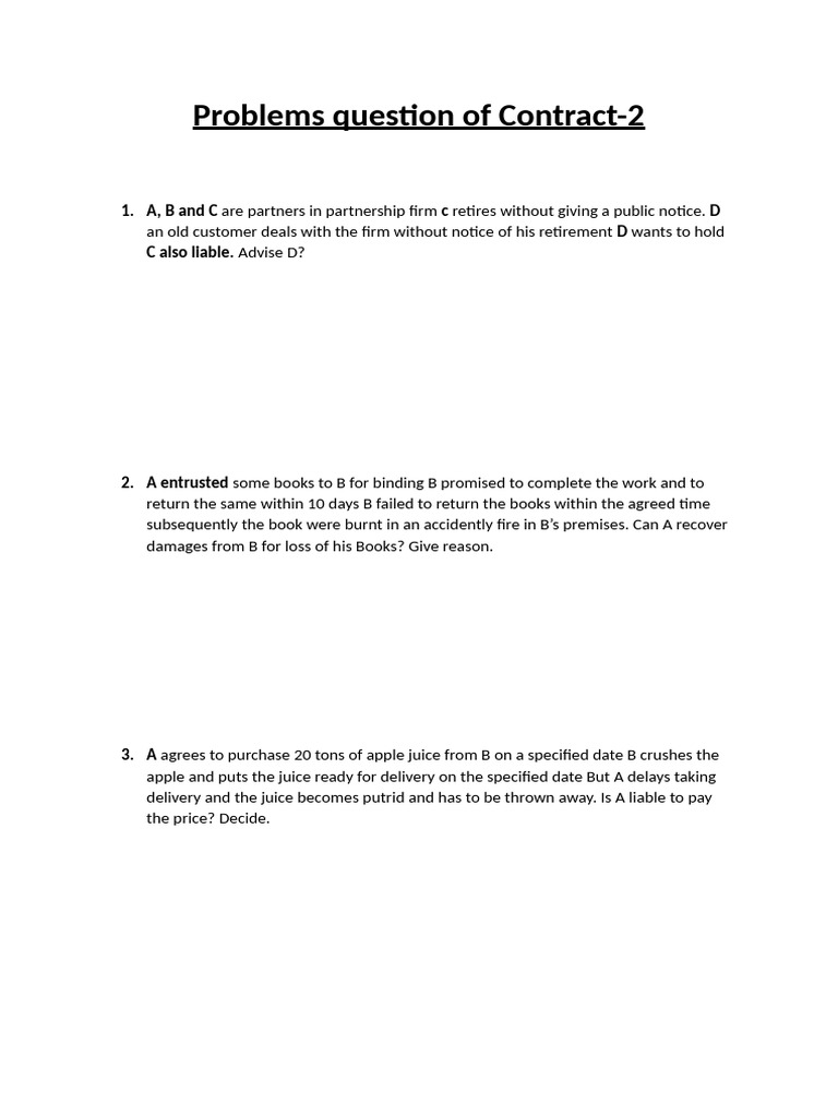 Problems Question of Contract | PDF | Surety | Private Law