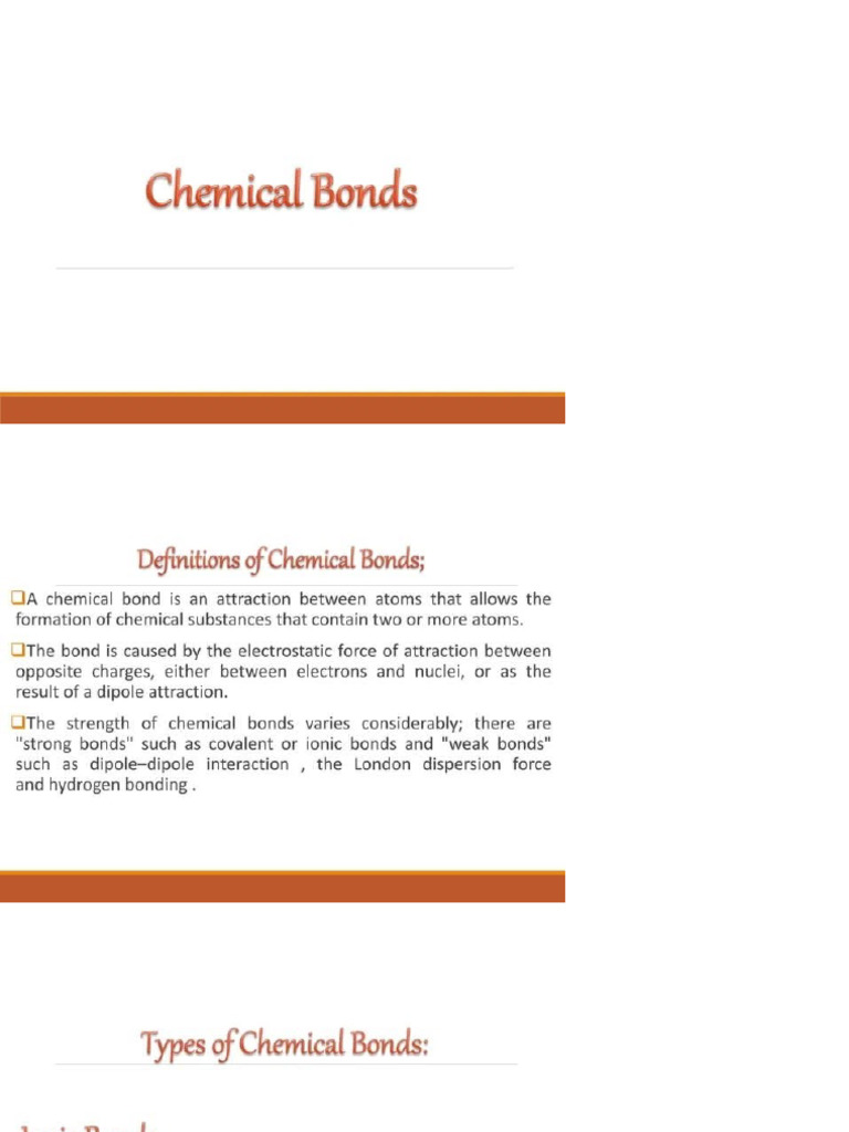 Chemical Bonds | PDF