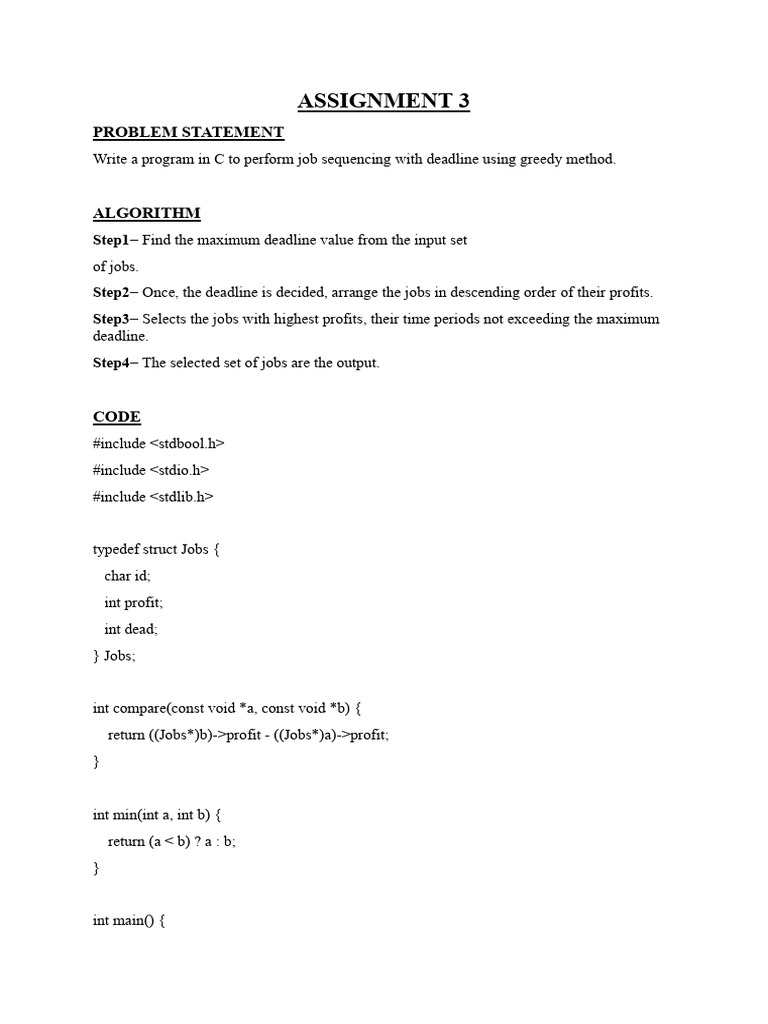 Daa 3(Job Sequence Greedy) | PDF