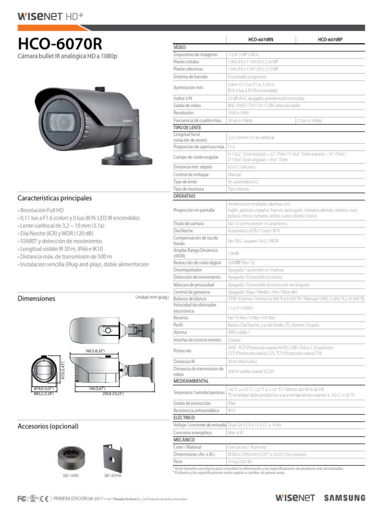 Cámara Bullet IR HCO-6070R 1080p | PDF | Píxel | Imagen