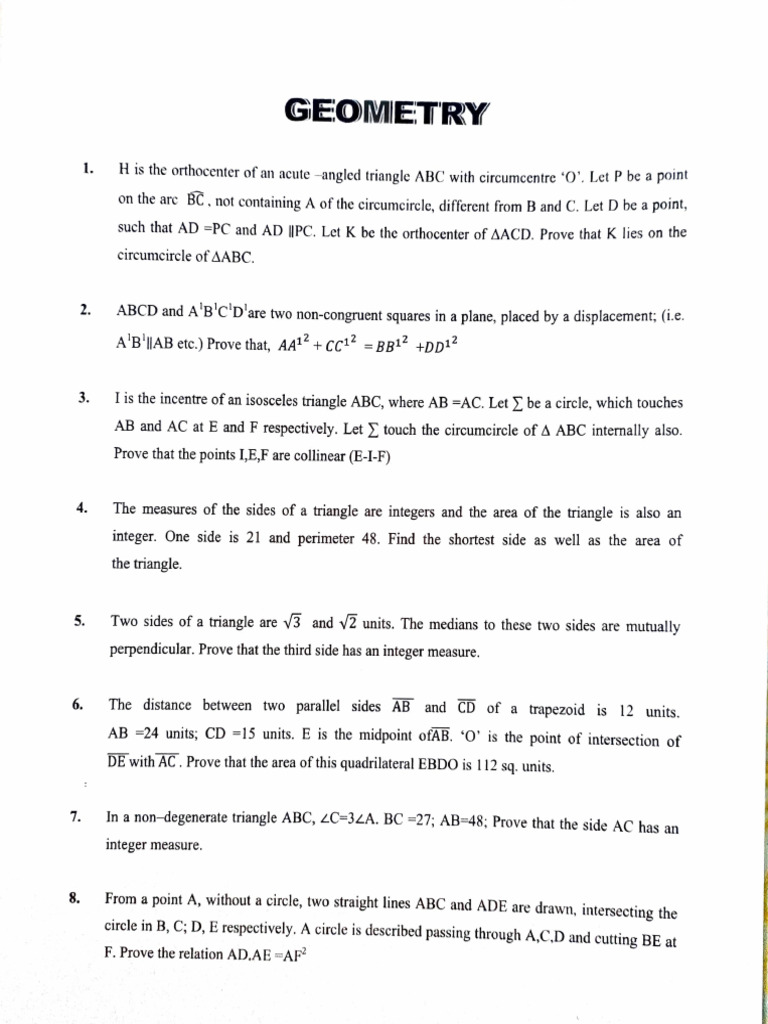 Geometry Problems and Proofs | PDF