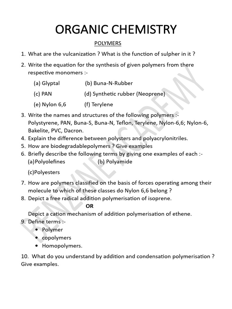 ORGANIC CHEMISTRY Polymers | PDF