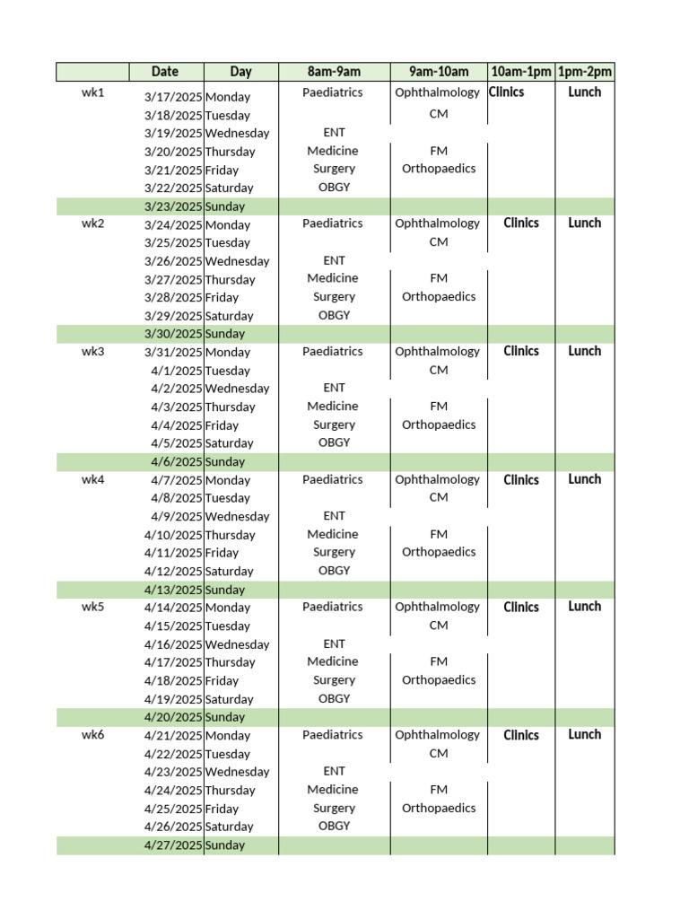 PHASE III 2022 Master Timetable Updated 13.06.2025 | PDF | Human Eye | Ophthalmology