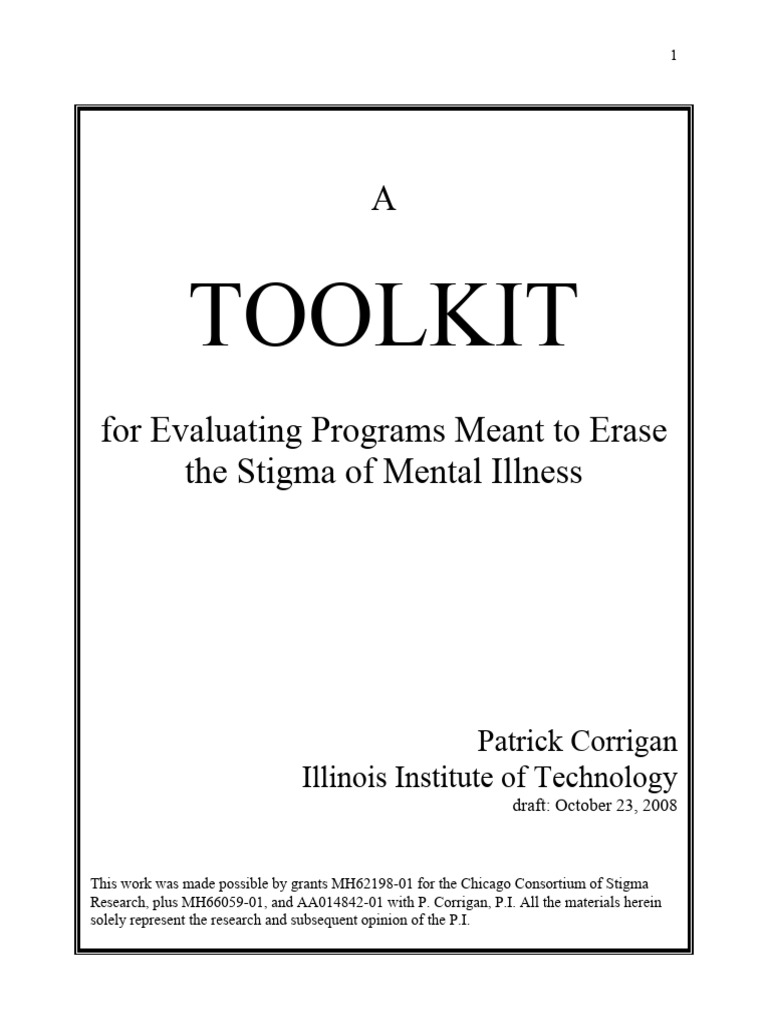 Toolkit for Evaluating Anti-Stigma Programs | PDF | Psychology ...