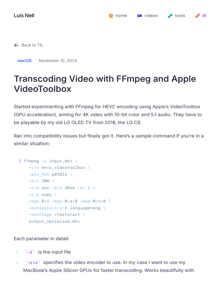 Transcoding Video With FFmpeg and Apple VideoToolbox - Luis Nell | PDF