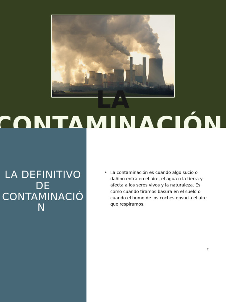 Presentation of The Different Types of Pollution in Spanish | PDF