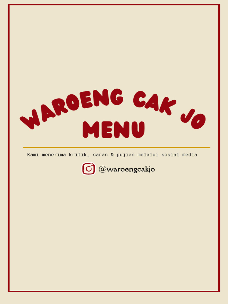 Menu Waroeng Cak Jo Bekasi | PDF