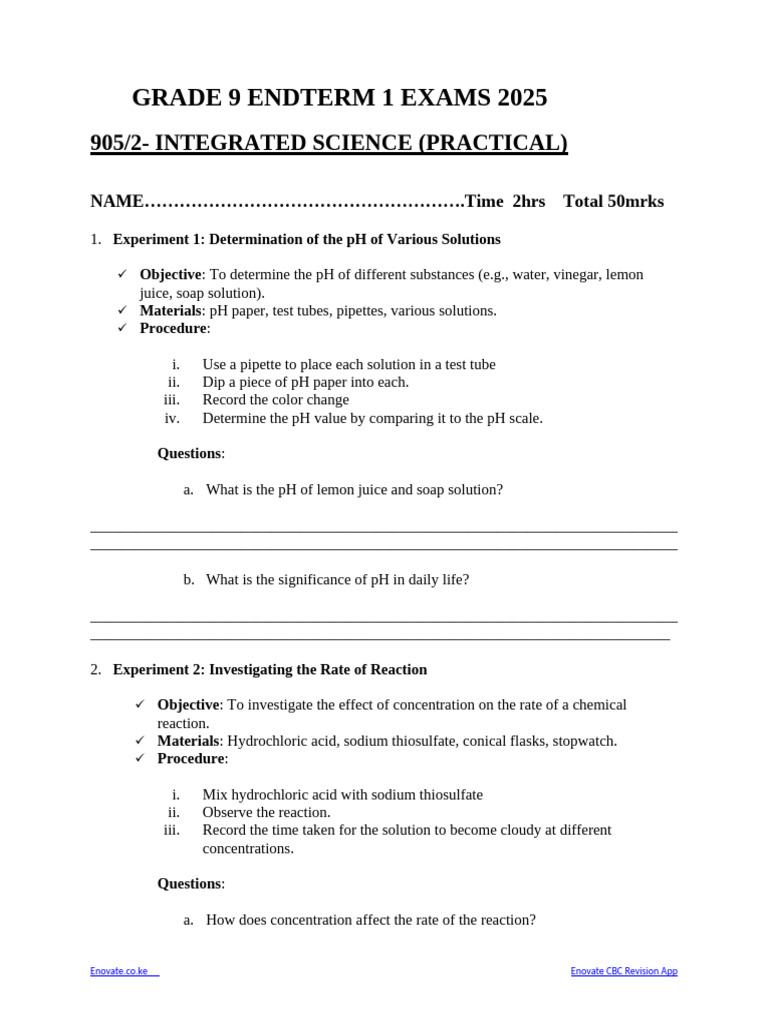 g9 Integrated Science Practical | PDF | Density | Solubility