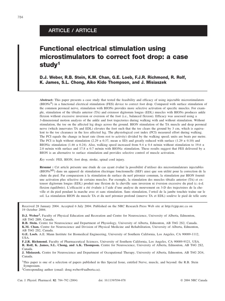 Functional Electrical Stimulation Using Microstimulators To Correct ...