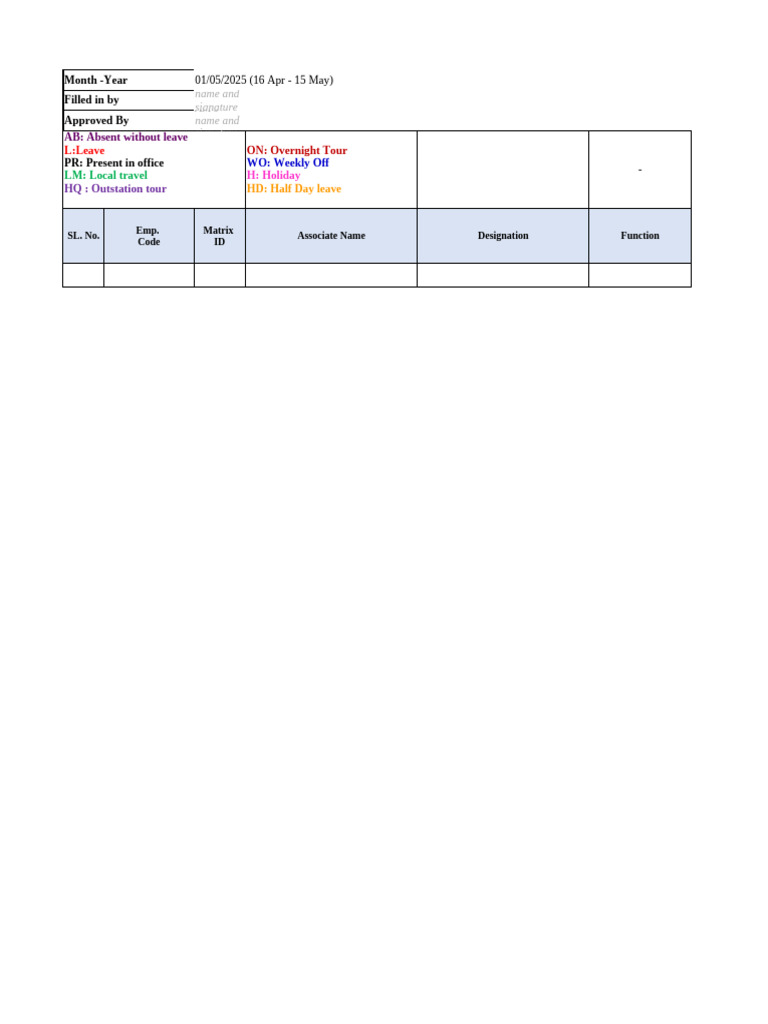 REPL Attendance Sheet May'2025 | PDF