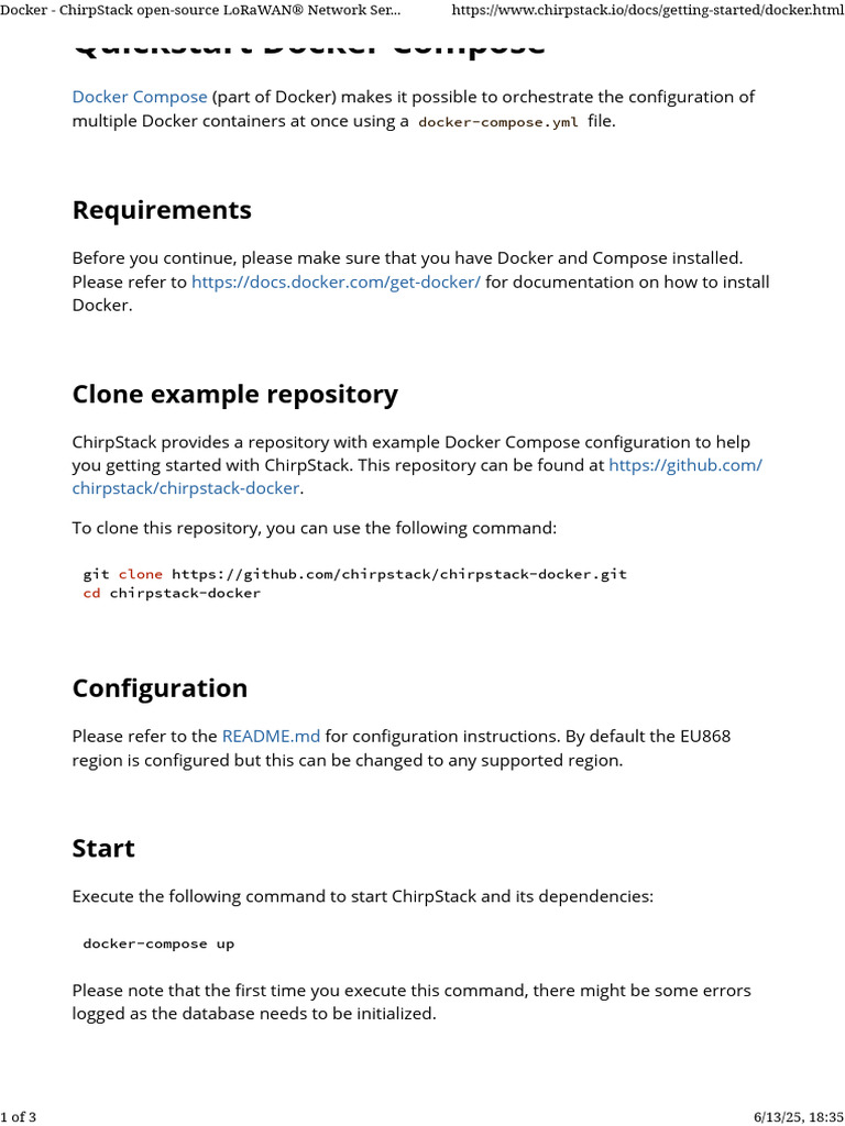 ChirpStack Docker Quickstart Guide | PDF | System Software | Internet