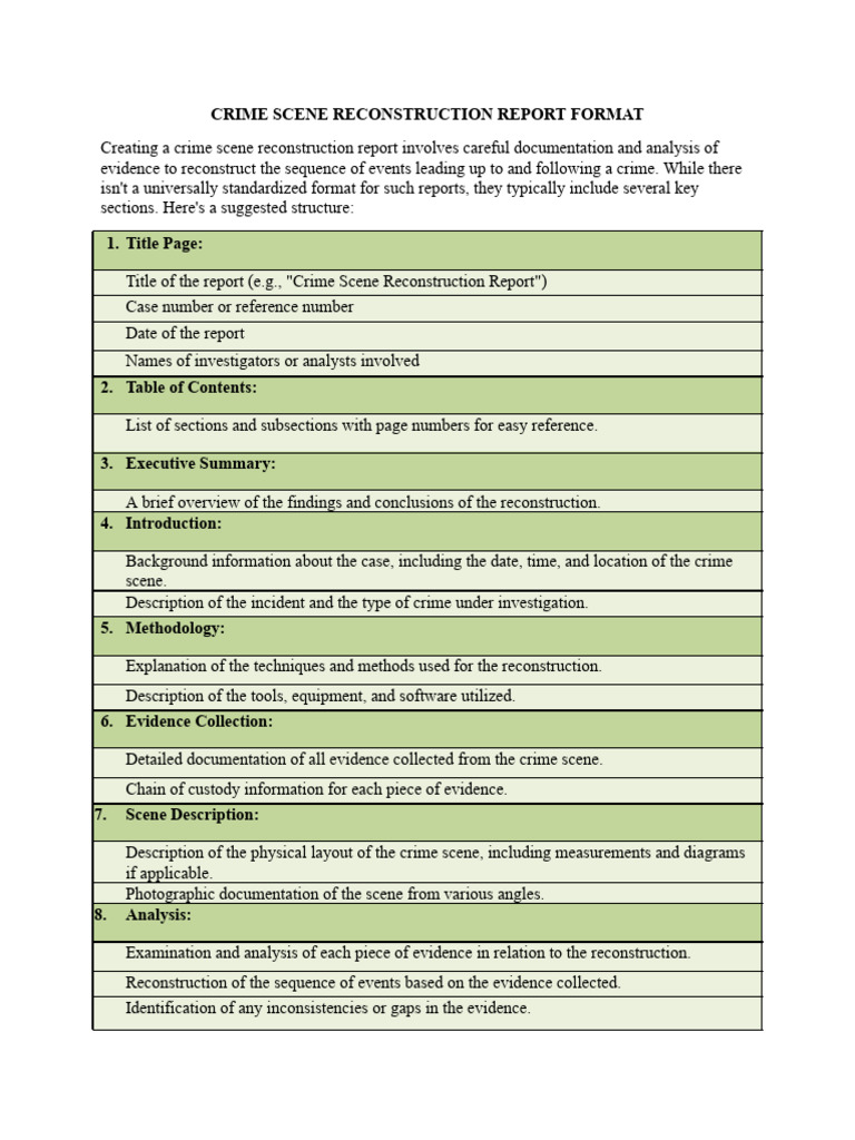 Crime Scene Reconstruction Report Format | PDF | Crime Scene ...