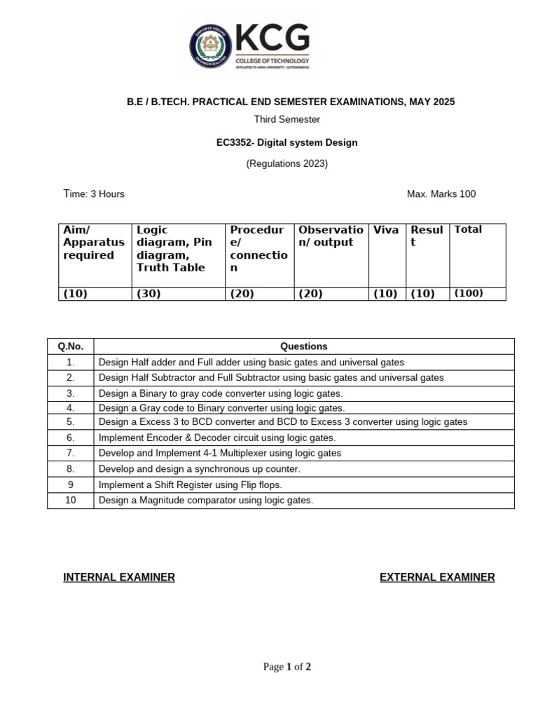 Question Digital Ece Arrear Lab | PDF | Logic Gate | Digital Electronics
