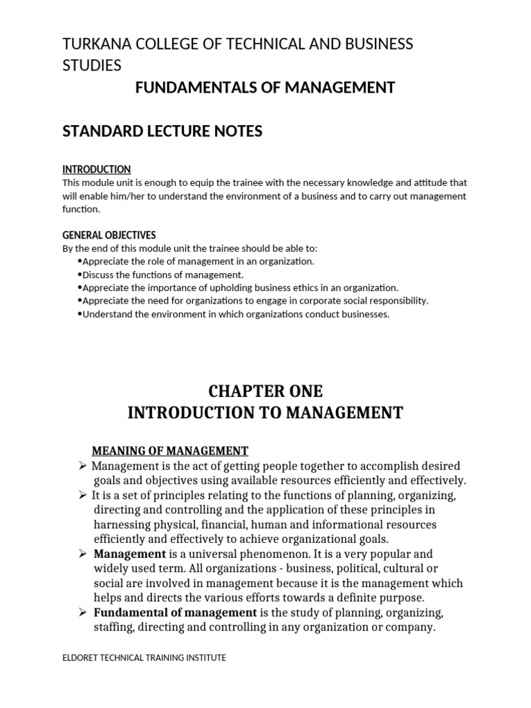 Fundamentals of Management Lecture Notes | PDF | Incentive | Science