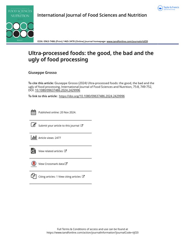 Ultra-Processed Foods The Good The Bad and The Ugly of Food Processing ...