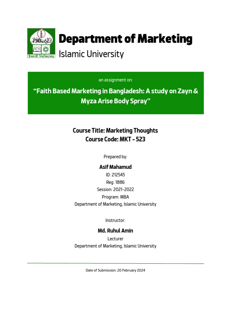 Assignment On Faith Based Marketing (MKT - 523) | PDF | Marketing ...