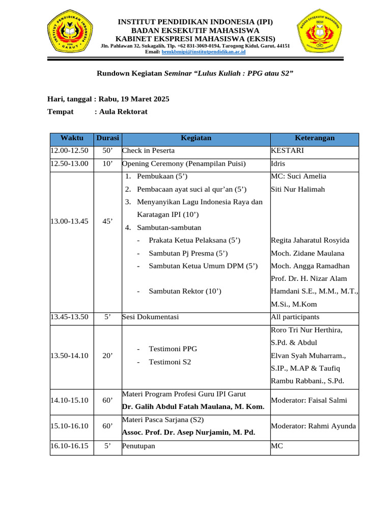 Seminar PPG dan S2 di IPI Garut | PDF