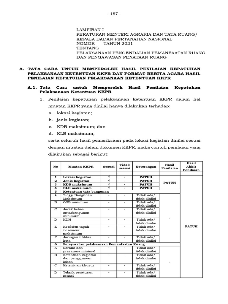Penilaian Kepatuhan KKPR dan Tata Ruang | PDF