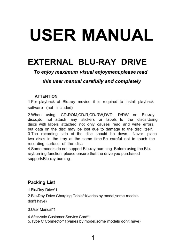 External Blu-ray Drive User Manual | PDF | Icon (Computing) | Computer File