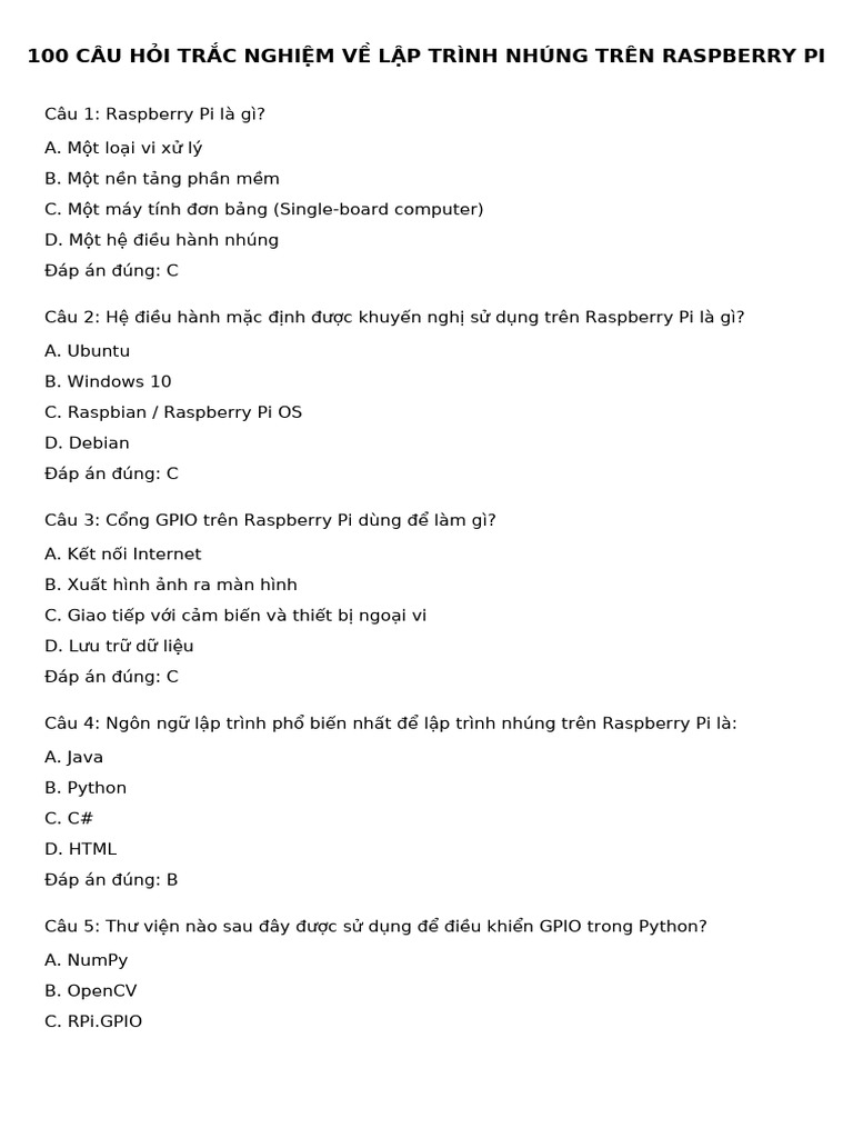 100 Cau Hoi Lap Trinh Nhung Pi | PDF