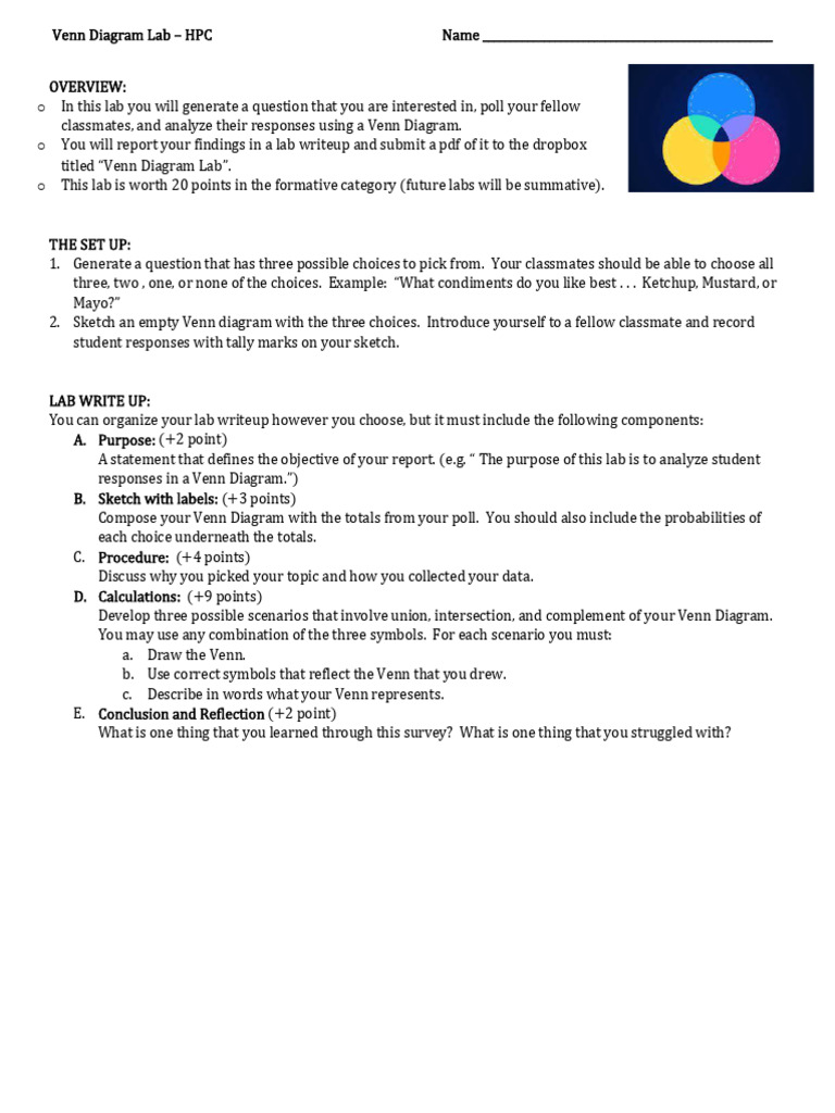 Venn Diagram Lab Instructions | PDF