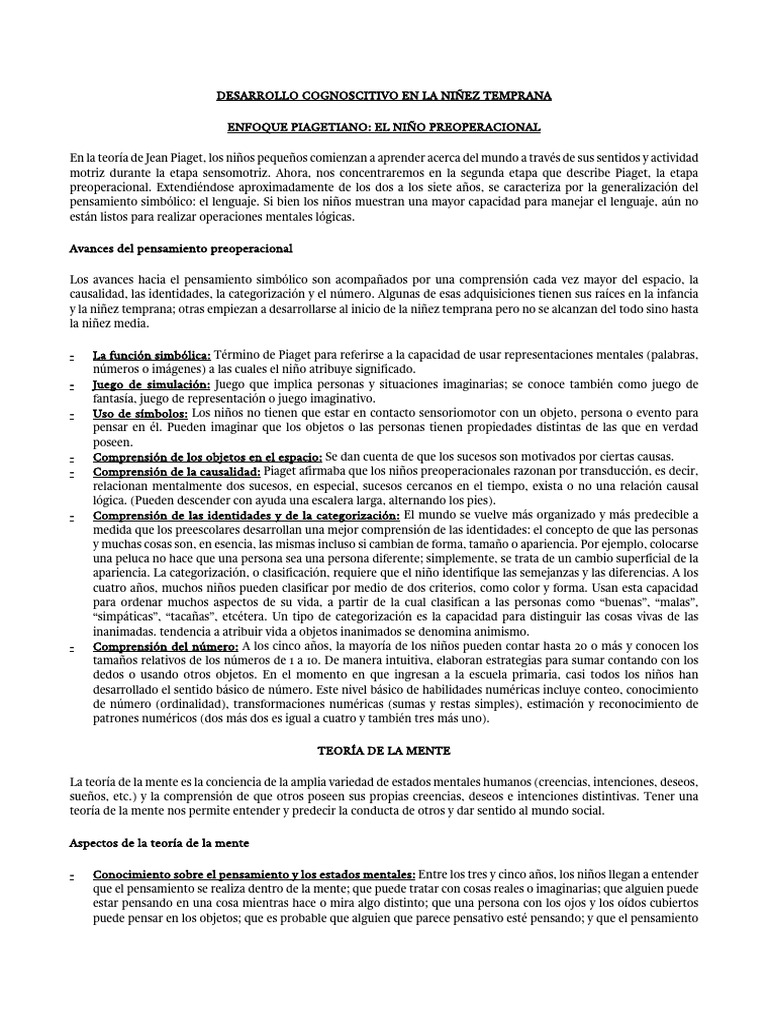 Lectura Niñez Temprana | PDF | Memoria | Memoria de trabajo