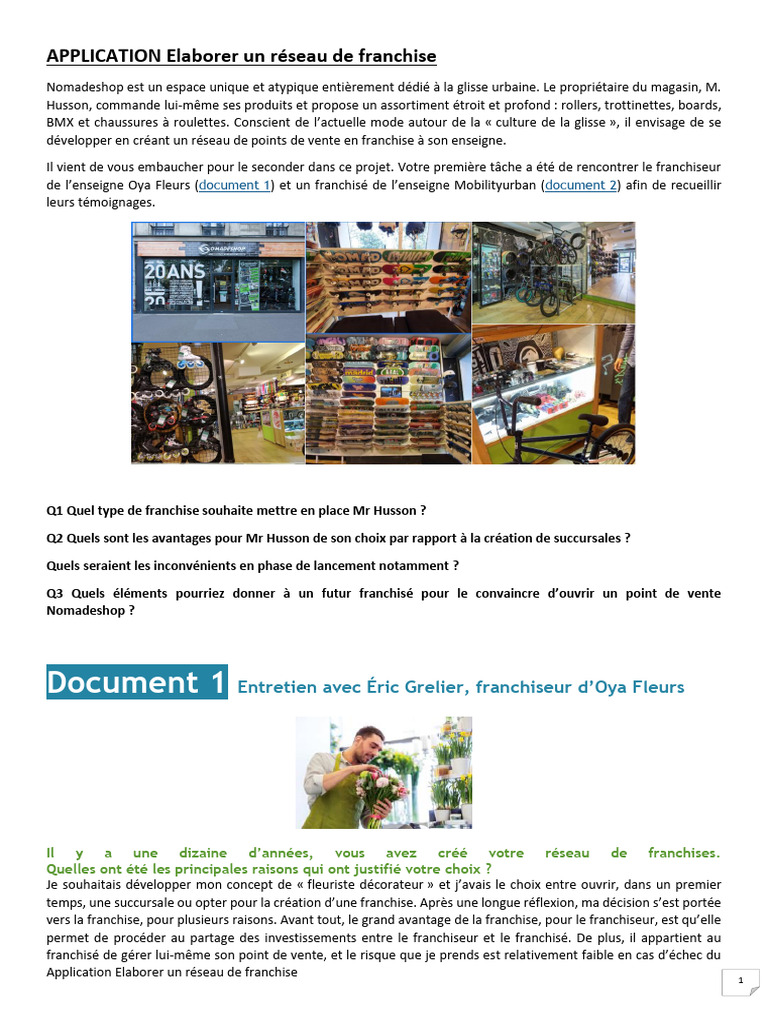 Création d'un réseau de franchise Nomadeshop | PDF | Franchise (réseau ...