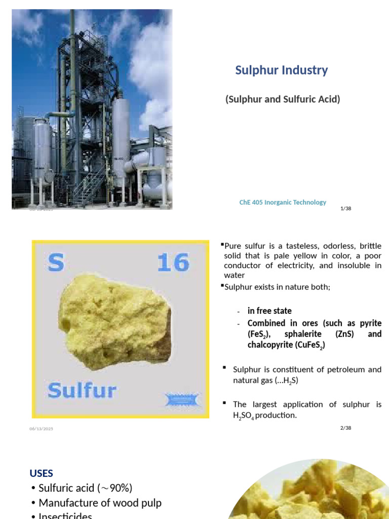6 Sulphur and Sulfuric Acid Industries | PDF | Sulfuric Acid | Sulfur