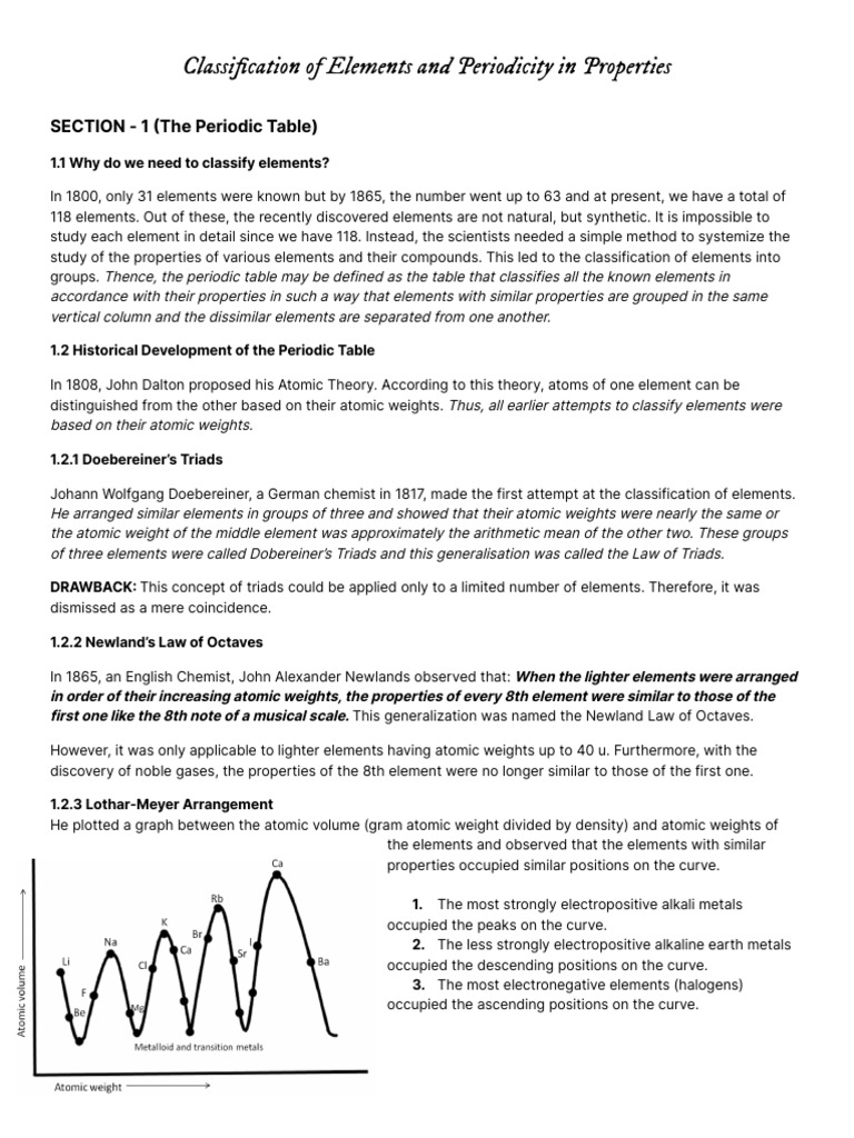 Lothar Meyer and Element Classification | PDF | Periodic Table | Ion