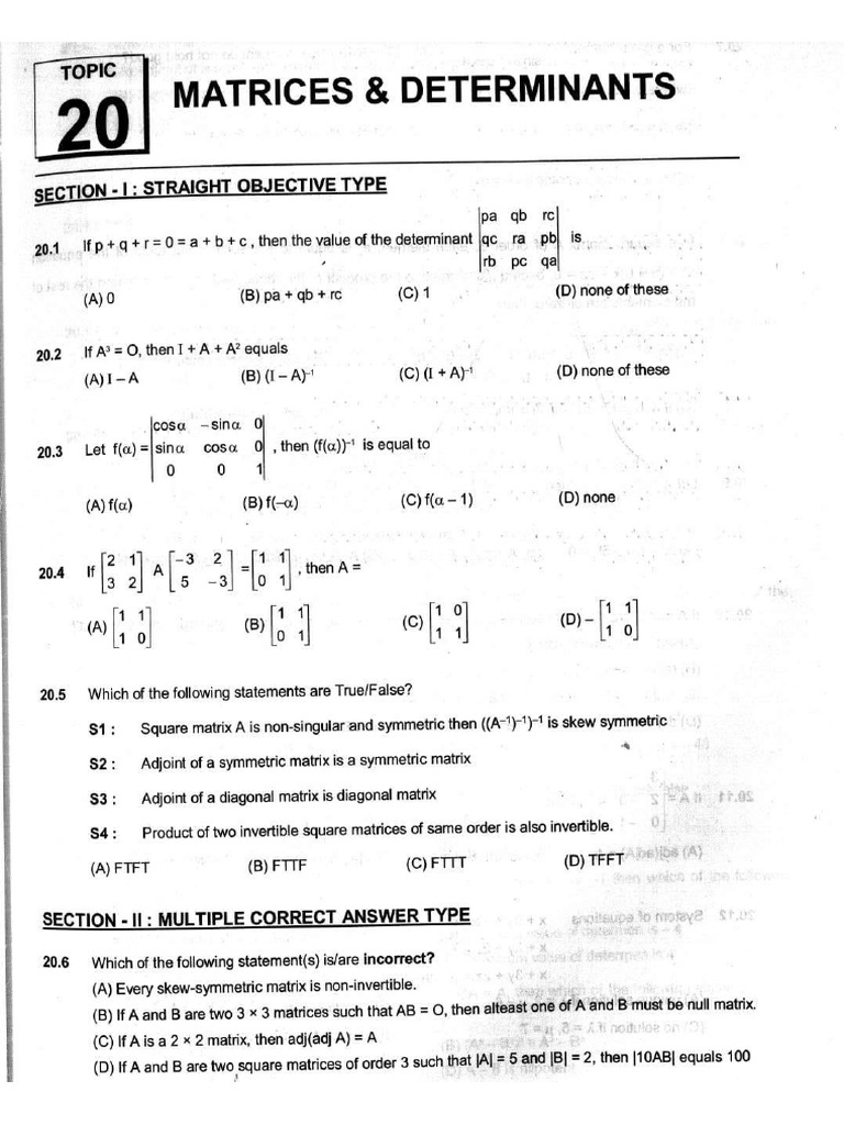Matrices and Determinants 2 | PDF
