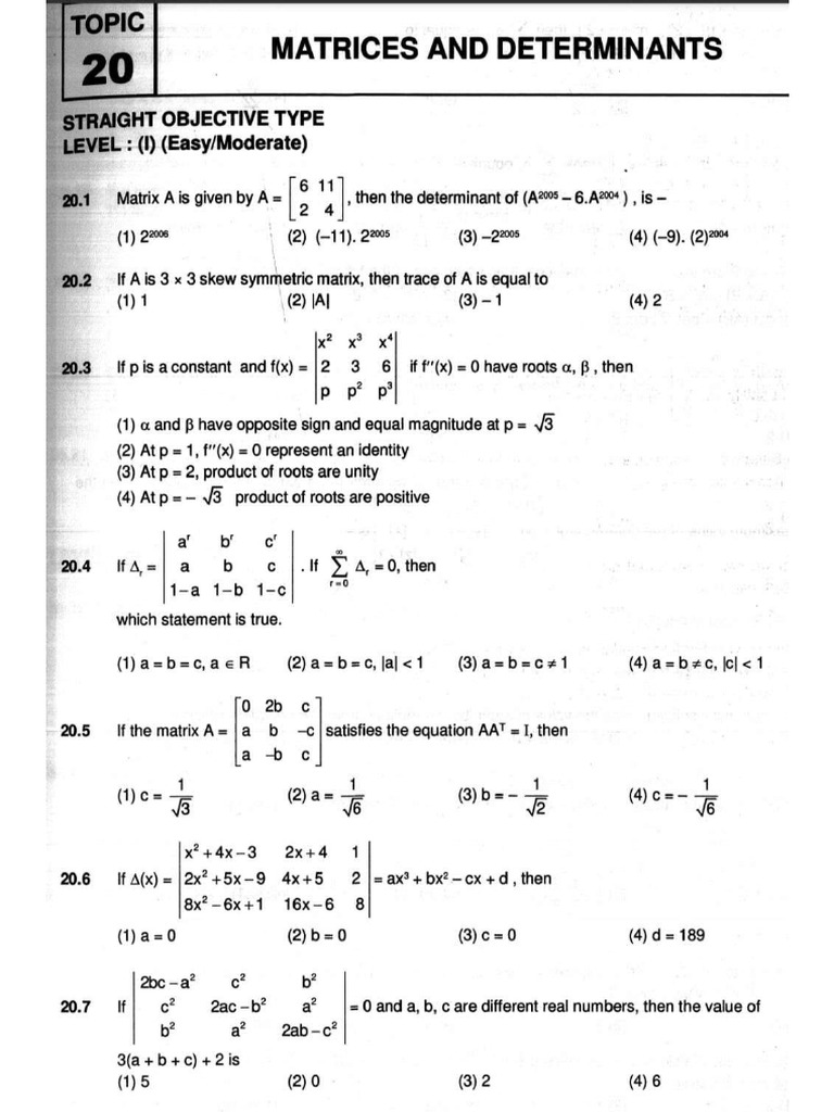 Matrices and Determinants 1 | PDF