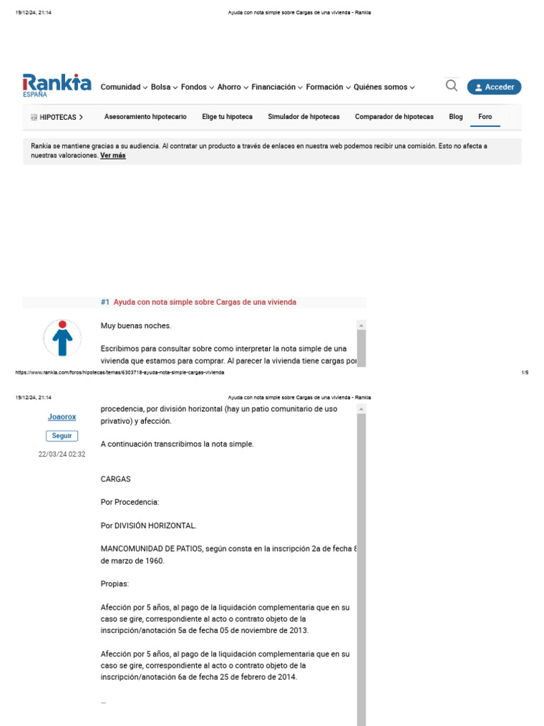 Ayuda Con Nota Simple Sobre Cargas de Una Vivienda - Rankia | PDF ...