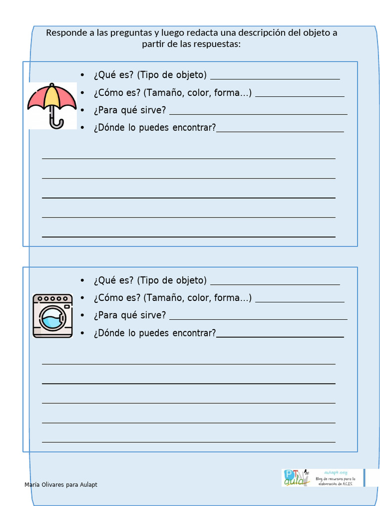 Descripción de Objetos para Niños | PDF